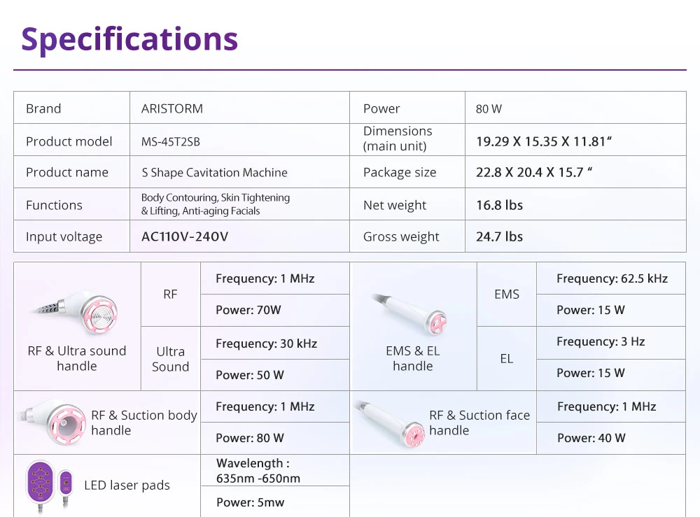 S Shape 30K Fat Cavitation Machine for Body Sculpting